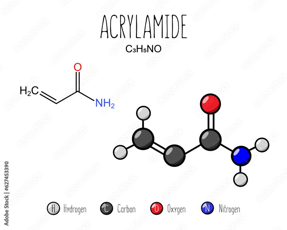 Acrylamide skeletal and flat representation. Skeletal formula and 2d ...