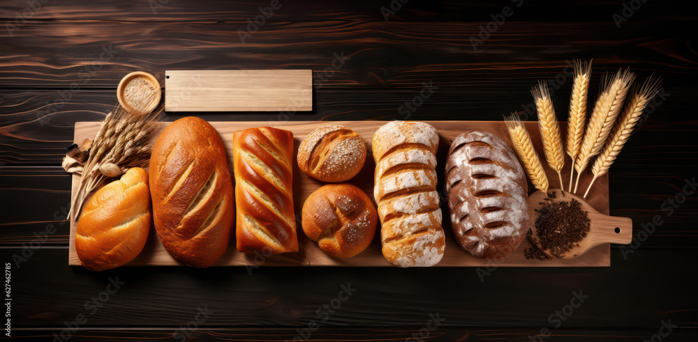 bread bakery shop or a supermarket bread section with empty price or ...