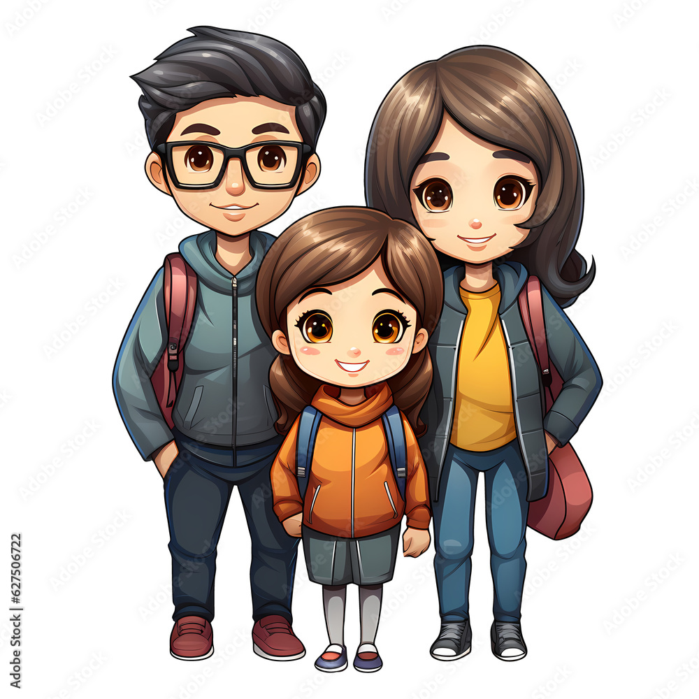 Lovely Chibi Family Clipart Illustration Stock Illustration | Adobe Stock