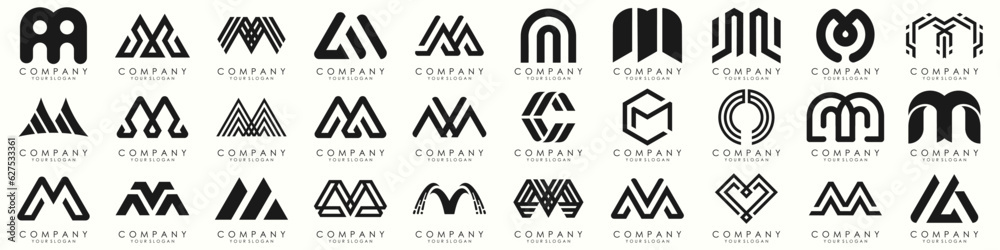 Set of letter M logo design vector. Collection of modern M letter ...