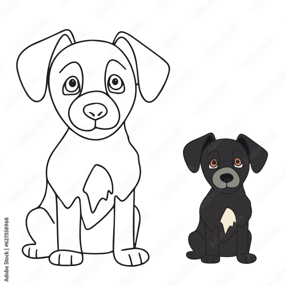 Dog Coloring Page, Cut Dog Character For Coloring Book. Puppy outline ...