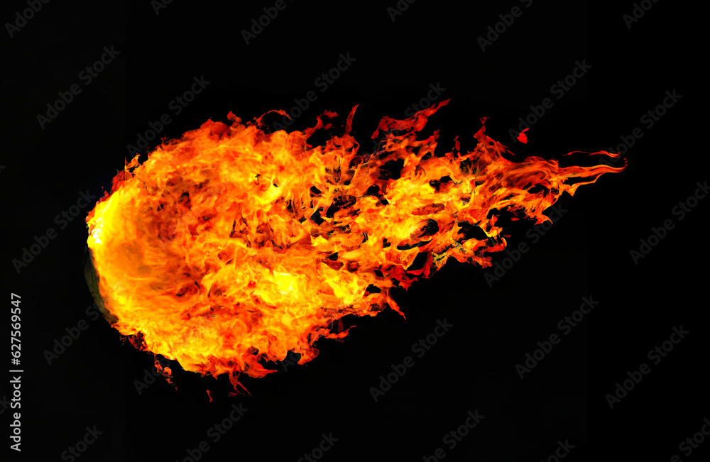Meteorite or fireball. ball of fire. glowing magma sphere. large sphere ...