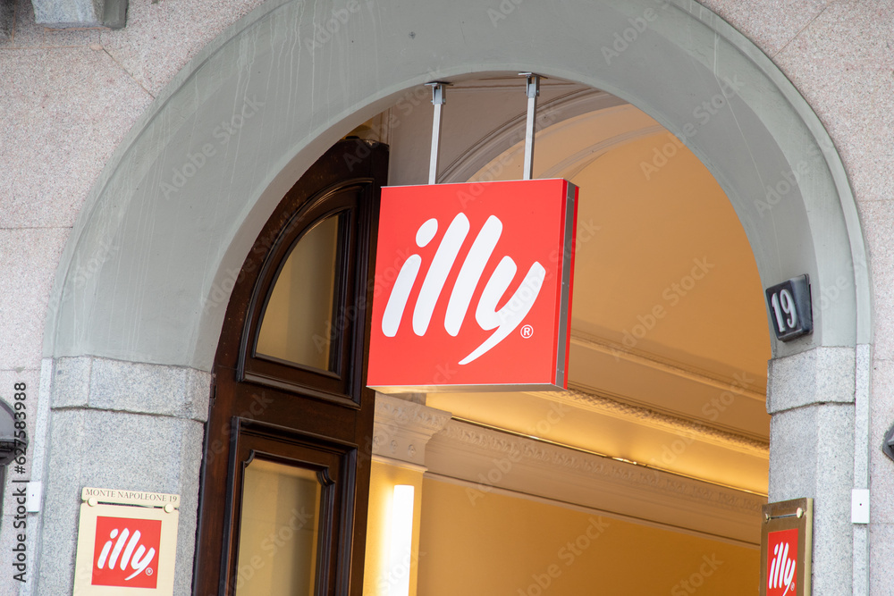 Illy coffee shop red sign logo cafe Italian coffee makers text brand on ...