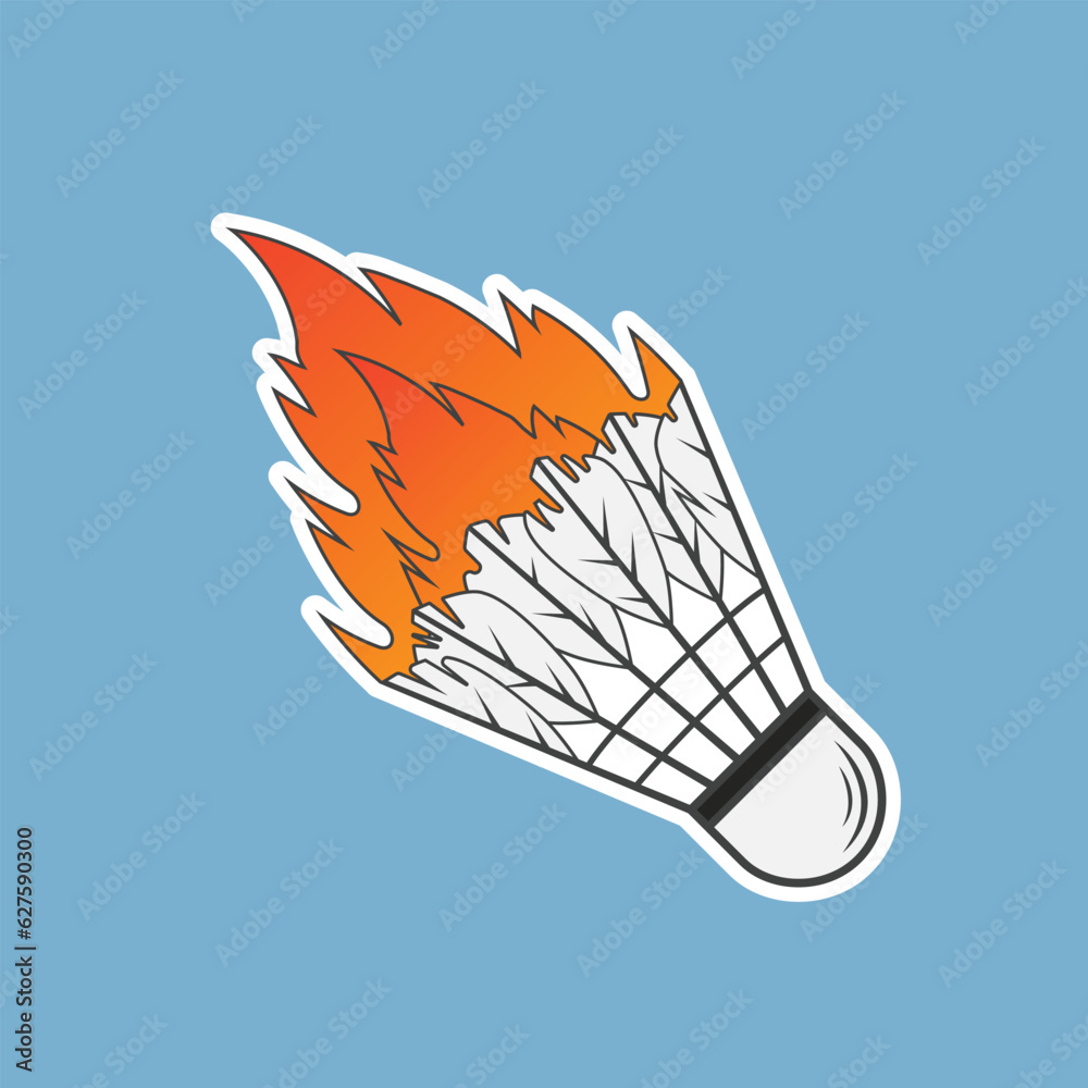 Vector de Stock Badminton fire Vector, Badminton with Fire Cork Vector ...