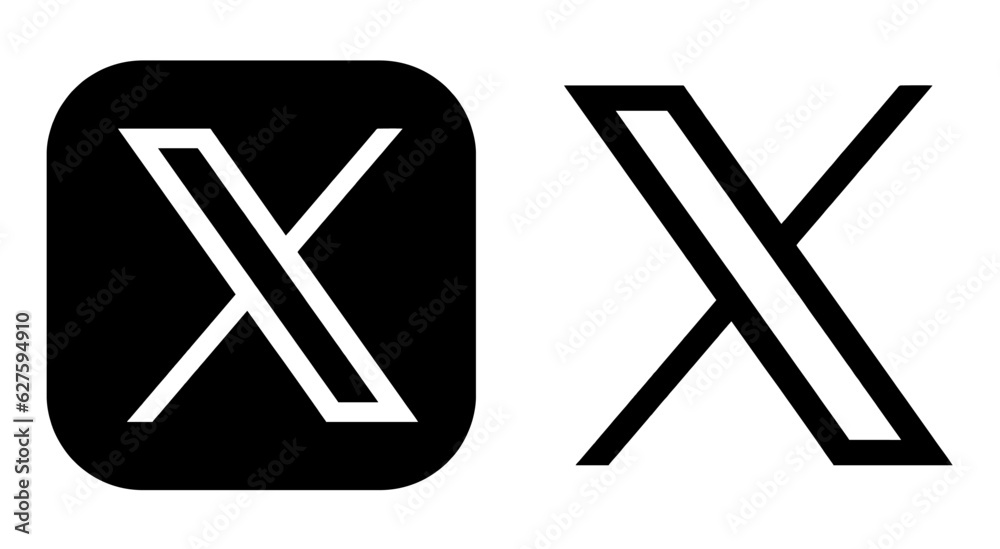 X Twitter mobile app icon and logo on white background, vector ...