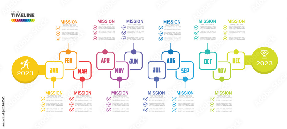 infographic Project timeline graph for 12 months modern diagram ...