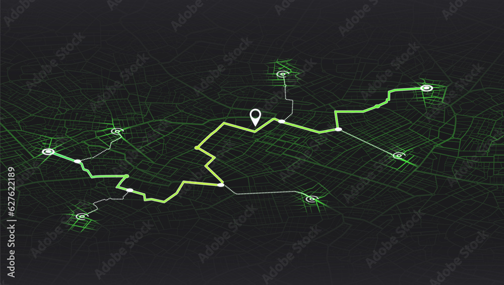 Futuristic Route Dashboard GPS Map Tracking: Cutting-edge Technology ...