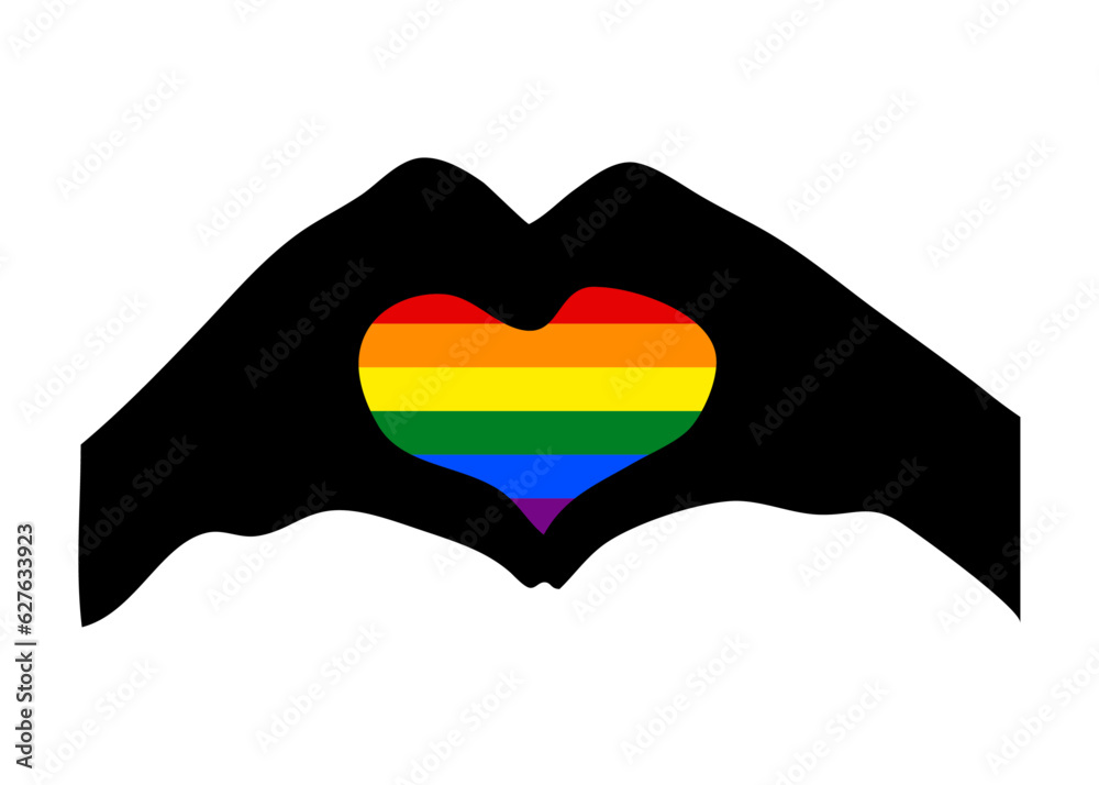 Logo lgbt. Mes del orgullo. Silueta aislada de manos haciendo forma de ...