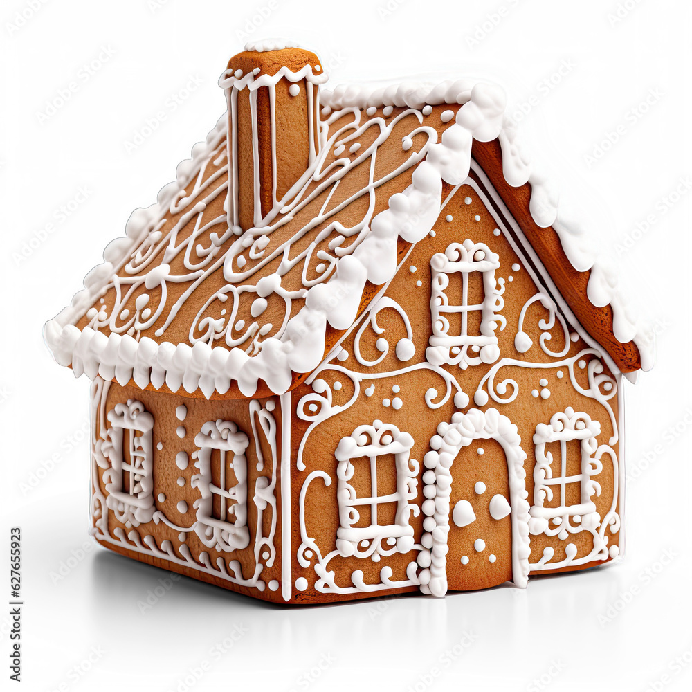 Gingerbread house isolated on white background Stock Photo | Adobe Stock