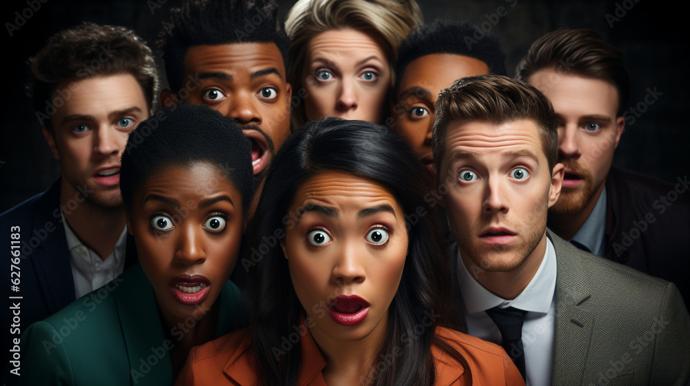 Stock-Foto „Super excited and shocked group of people. Generative Ai ...