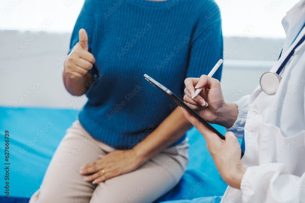 Female doctor examined patient health peace of mind. Basic procedure ...