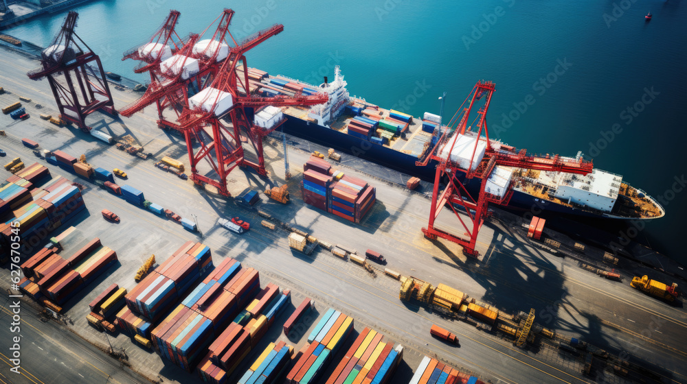 System transport and logistics concept.Aerial top down ultra wide photo ...