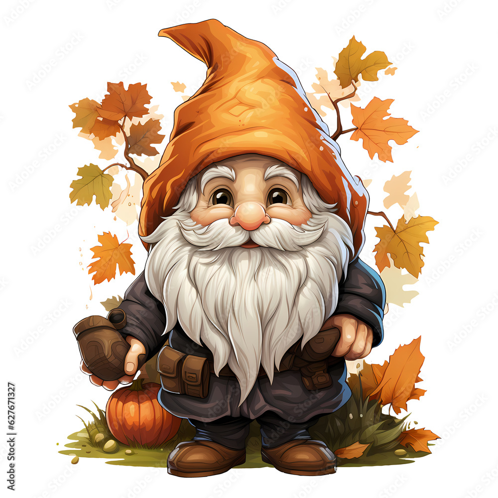 Cute Fall Gnome Clipart Illustration Stock Illustration | Adobe Stock