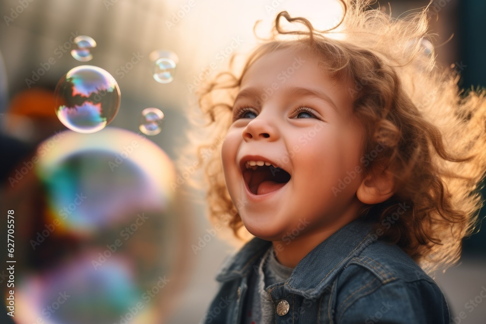 Foto de Stock Joyful happy laughing Caucasian child son 5s kid boy ...