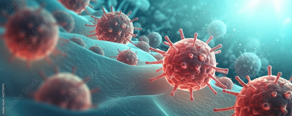 Molecular structure of cancer cells under microscope, realistic macro ...