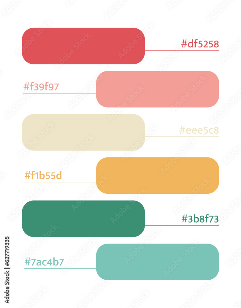 Pink, green color palette, vibrant catalog, color matching, RGB, CMYK ...