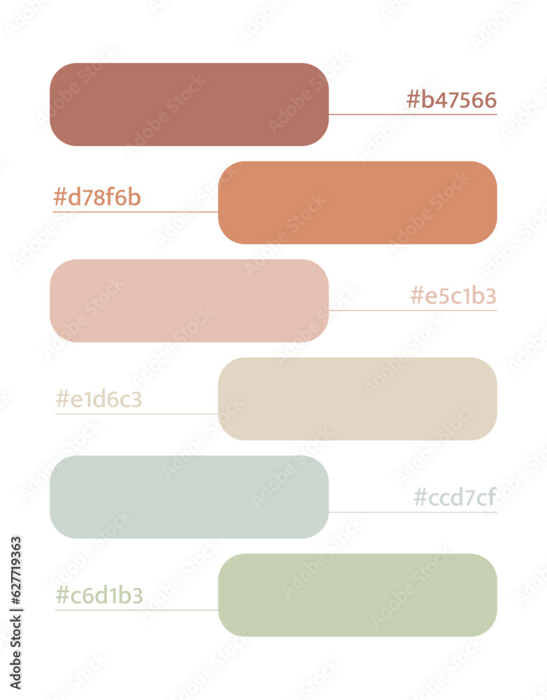 Boho earthy color palette, earthy pastel colors catalog, color matching ...
