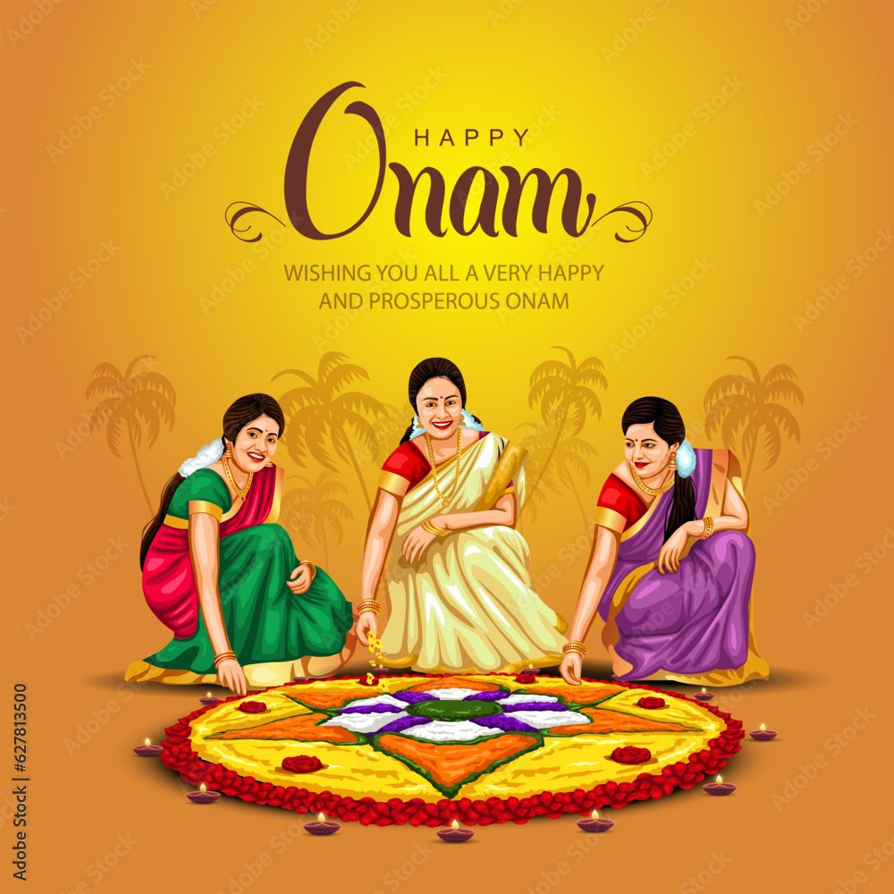 kerala fesival happy onam greetings abstract vector illustration ...