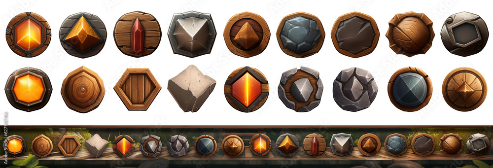 Game icon set. Isolated icons, objects on a transparent background ...
