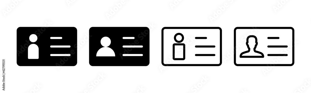 License icon set illustration. ID card icon. driver license, staff ...