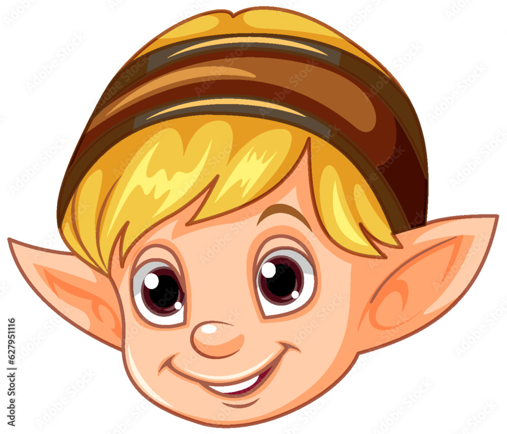 Cute Elf Head Cartoon Character Stock Vector | Adobe Stock