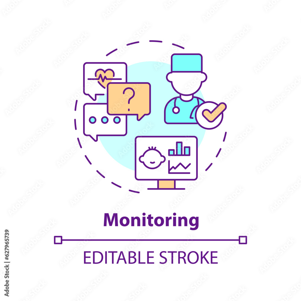 Monitoring concept icon. Follow up. Health condition. Child disease ...