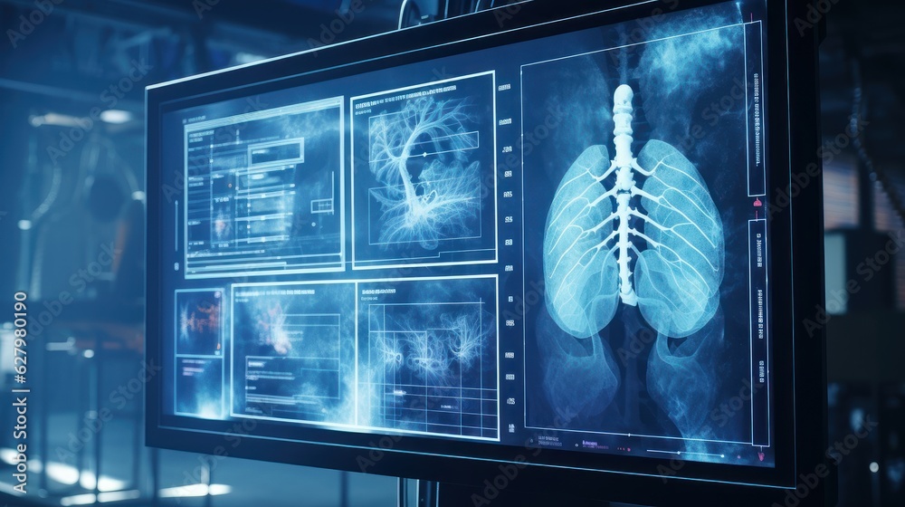 Diagnose Treatment Lungs on Computer Screen, Analyse Patient Lung ...