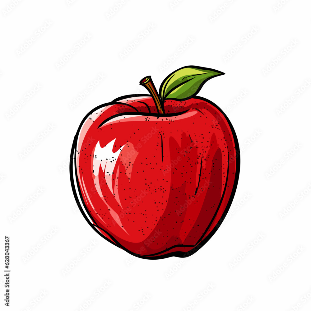 Apple. Apple hand-drawn comic illustration. Vector doodle style cartoon ...