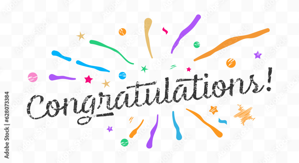 Congratulations banner. Beautiful greeting card poster on transparent ...