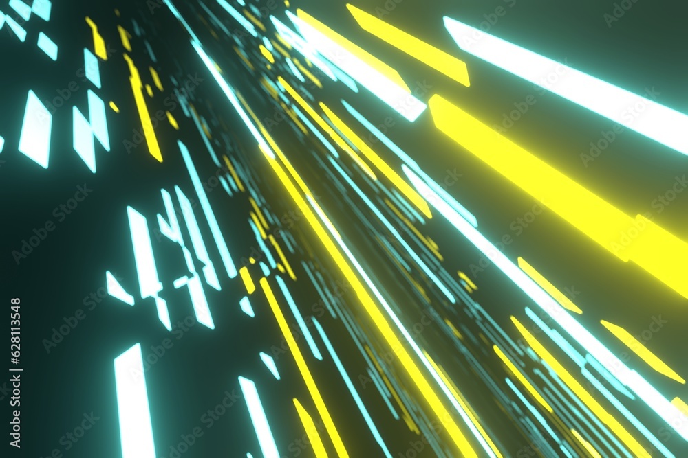 Abstract fluorescent hyperspace neon background, soft focus. 3D ...