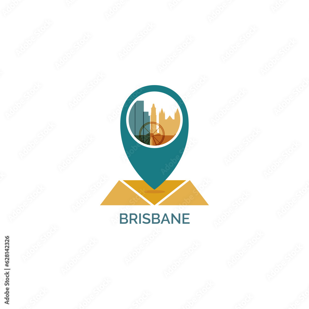 Image vectorielle Stock Australia, Brisbane map pin pointer ...
