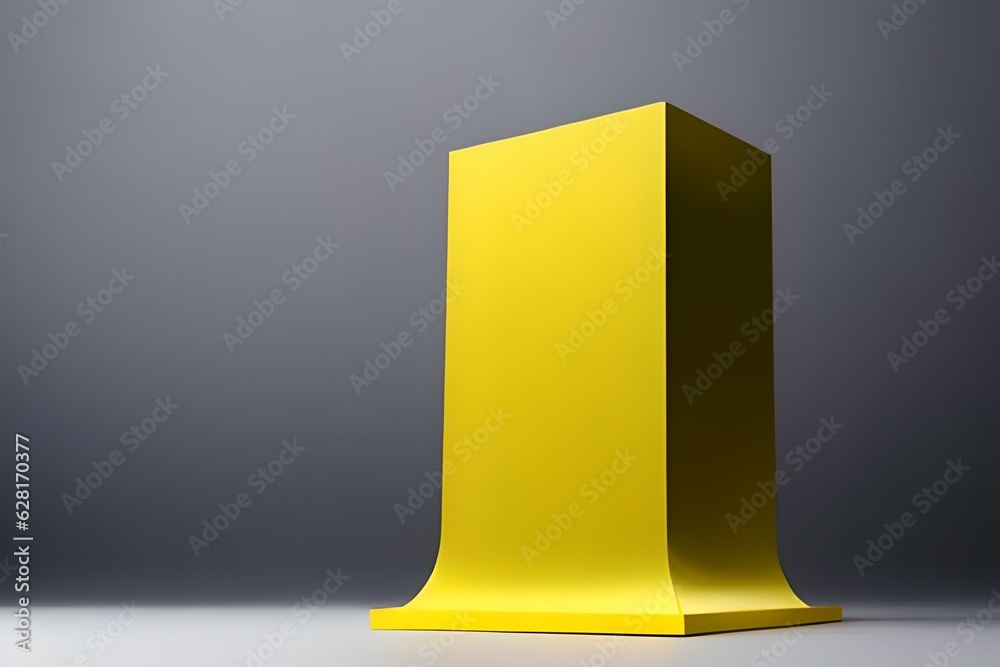 Empty room interior design or yellow pedestal display on vivid ...