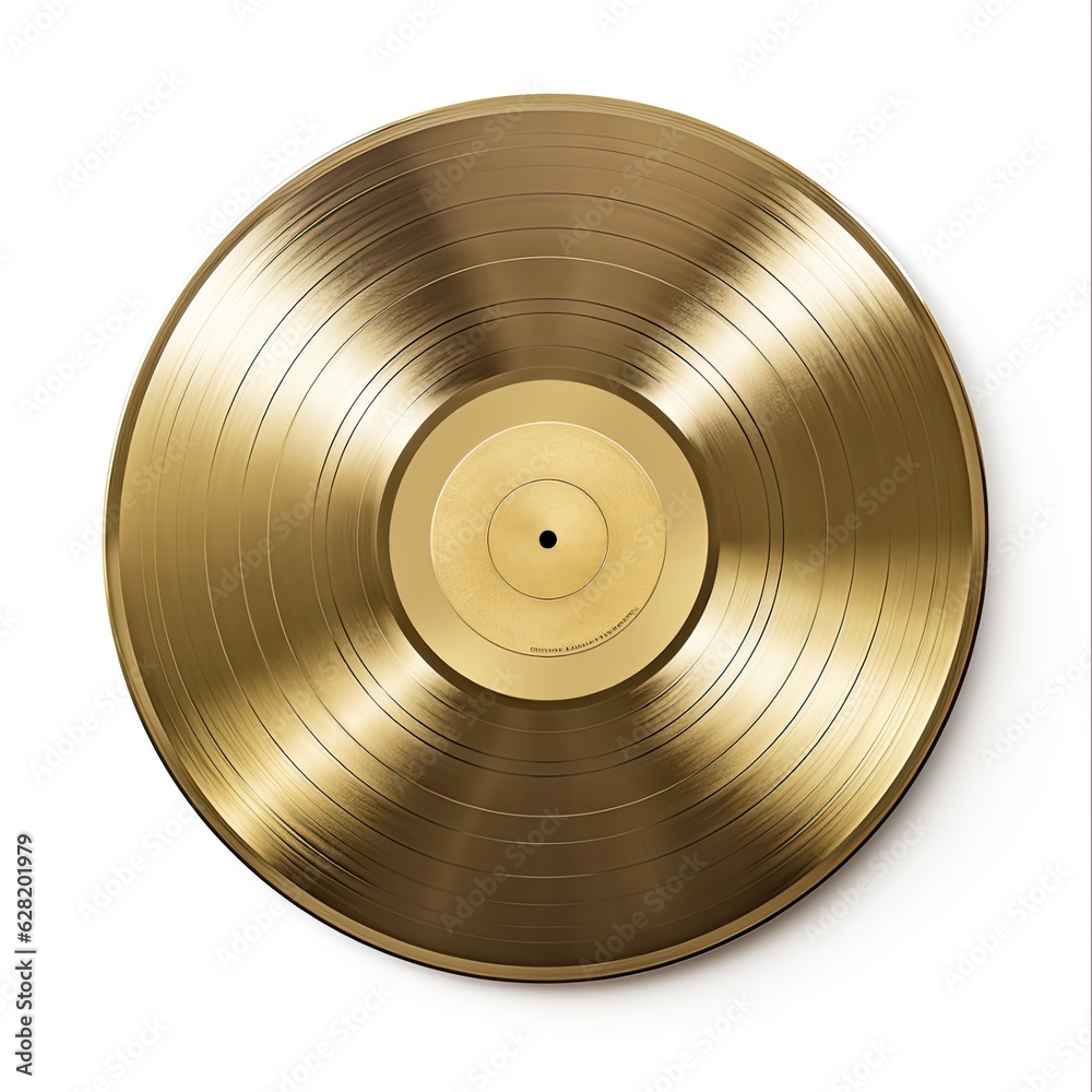 Golden Vinyl Record: Realistic LP with Disco Melody Isolated on White ...