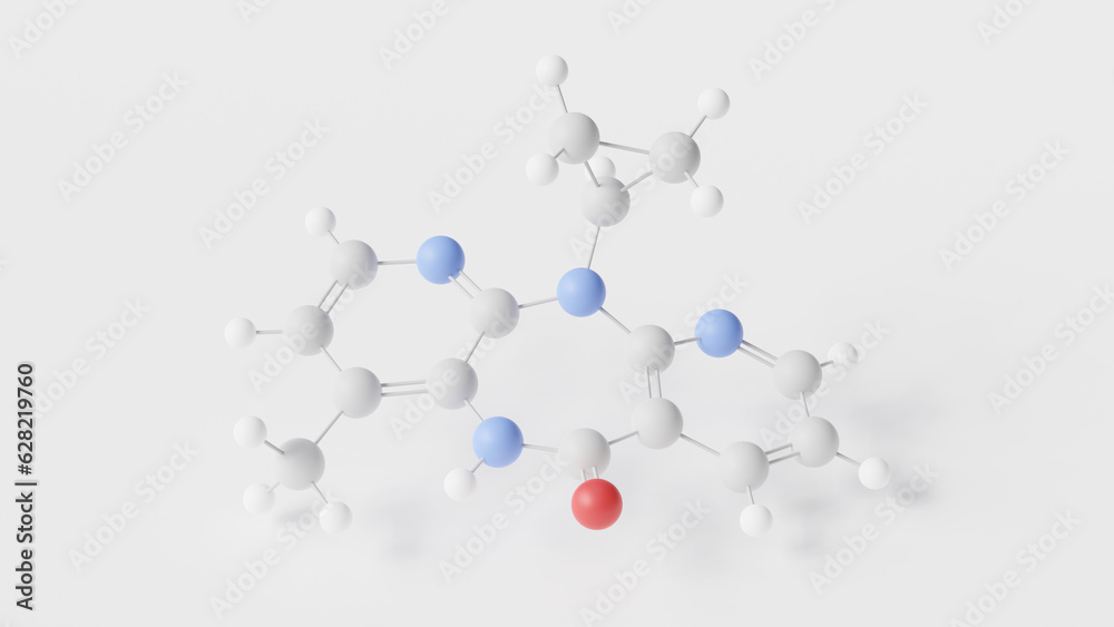 nevirapine molecule 3d, molecular structure, ball and stick model ...