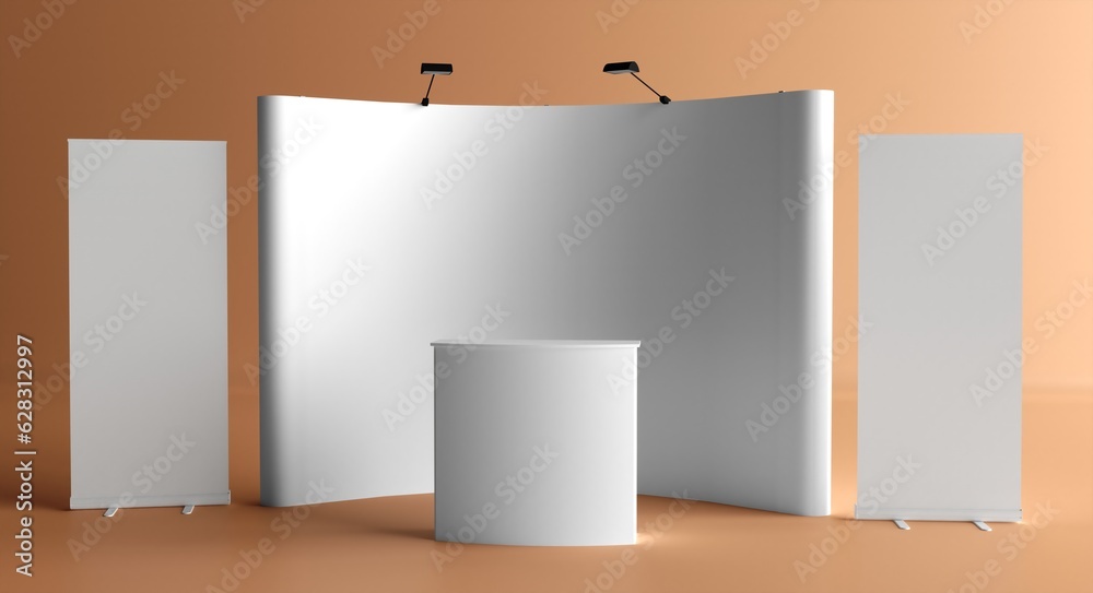 Trade exhibition stand display and rollup. Pop up display with ...
