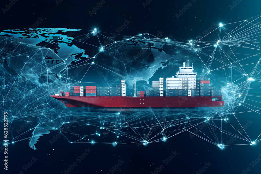 technology cargo container ship futuristic global logistics ...