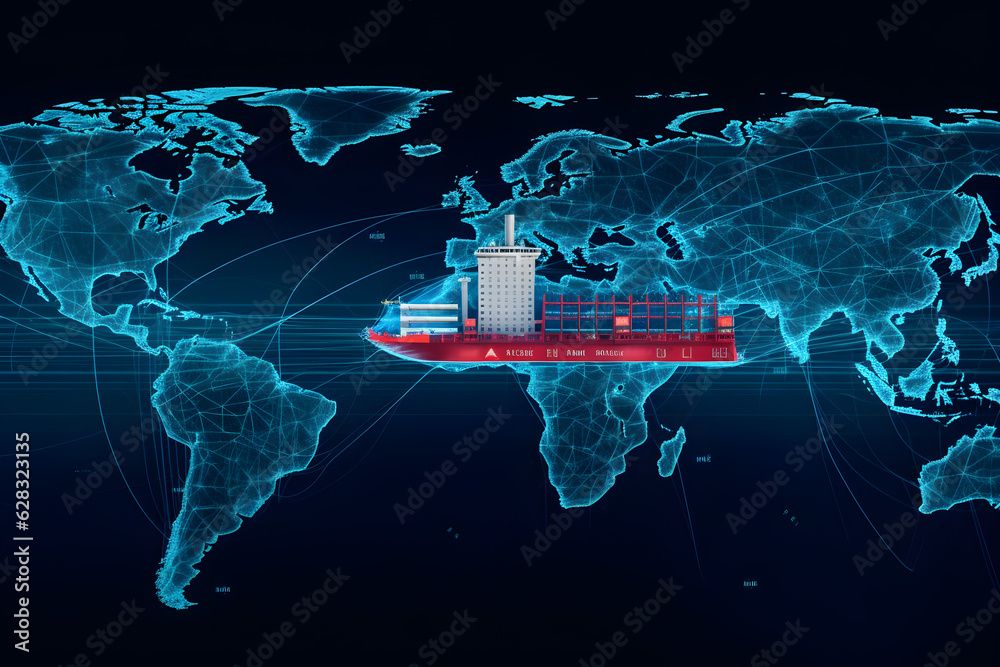technology cargo container ship futuristic global logistics ...