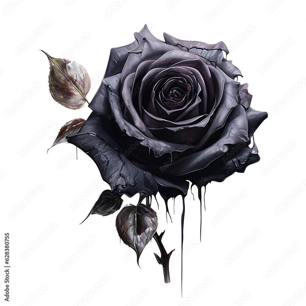 Black rose on transparent background Remove png created with Generative AI, Clipping Path Stock ...