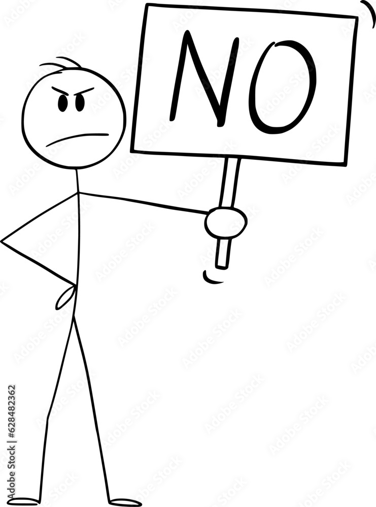 Person Holding No Sign, Vector Cartoon Stick Figure Illustration Stock ...