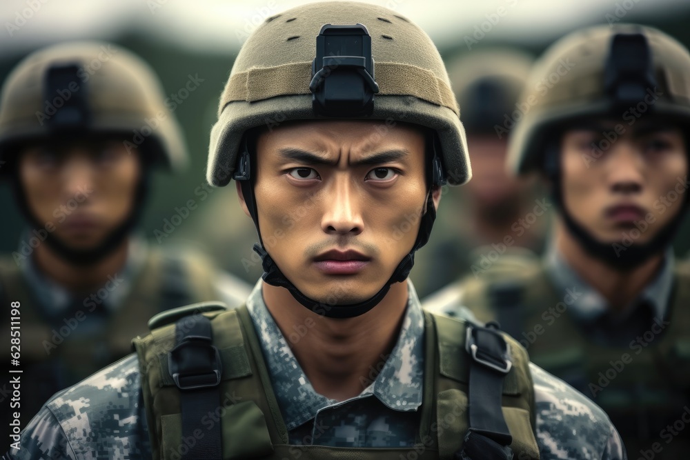 Portrait of an Asian military man in the ranks, Concept of military ...