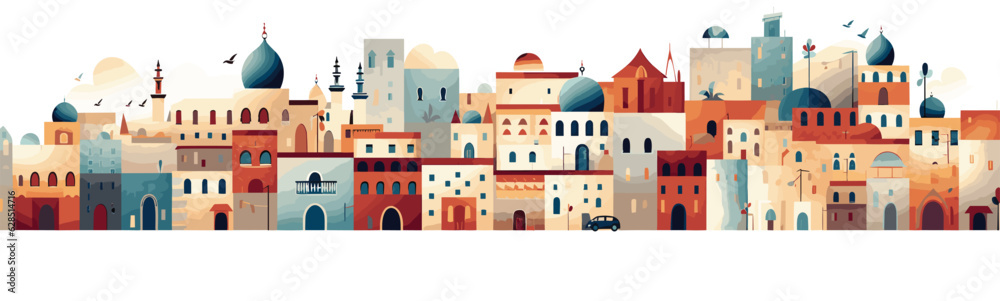 old city vector simple 3d smooth cut and paste isolated illustration ...