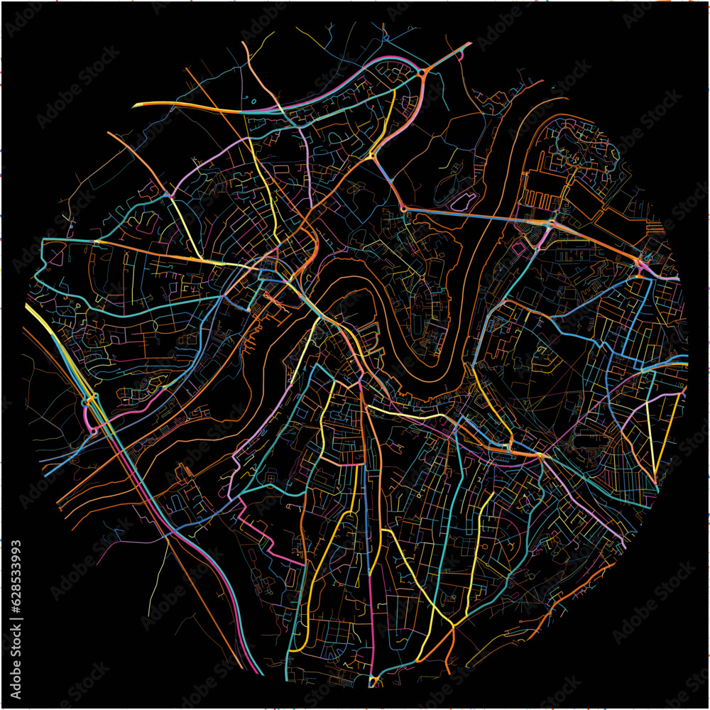 Colorful Map of Rochester, South East England with all major and minor ...