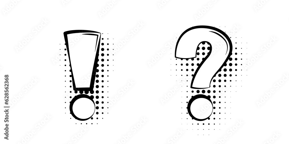 Comic question mark and exclamation point in pop art style illustration ...