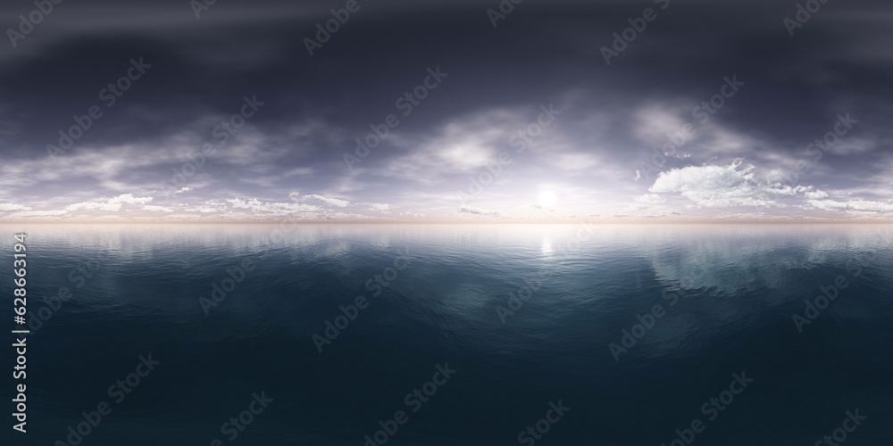 Ilustración de Stock panorama of sea sunset. Environment map. HDRI map ...