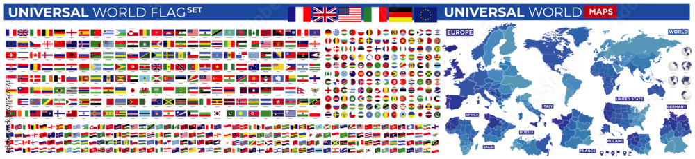 Universal world flag & map collection Stock Vector | Adobe Stock