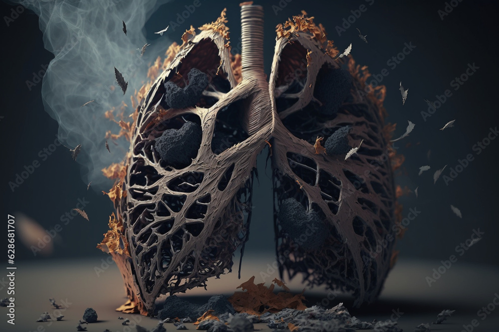 Human smoker lungs, stop smoking, no tobacco, harmful effects of ...