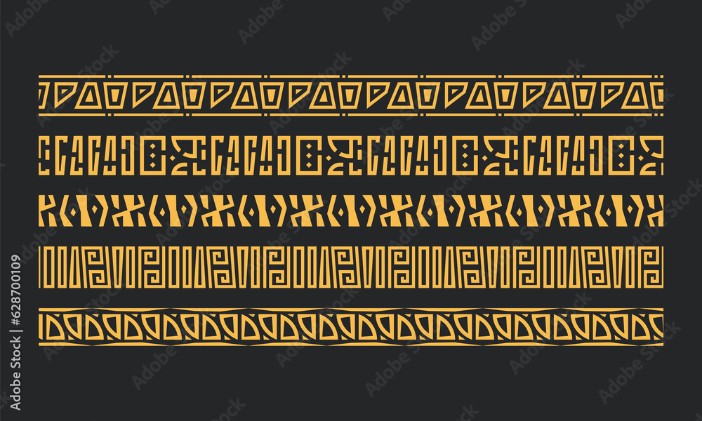hieroglyph like and african or aztec ethnic tribe border seamless ...