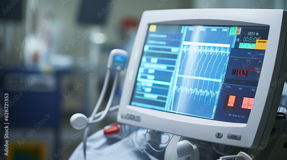 The heart rate and patient condition are monitored in the hospital ...