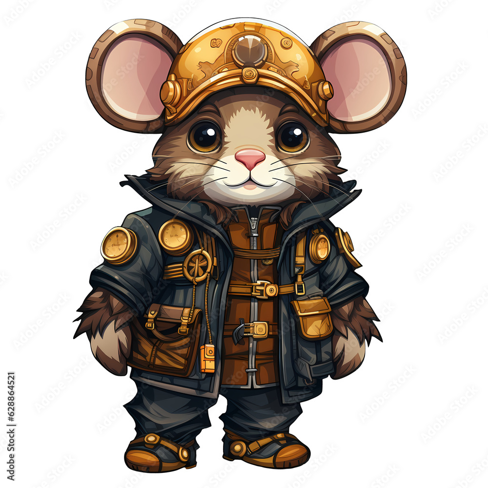 Steampunk Mouse Clipart Illustration Stock Illustration | Adobe Stock