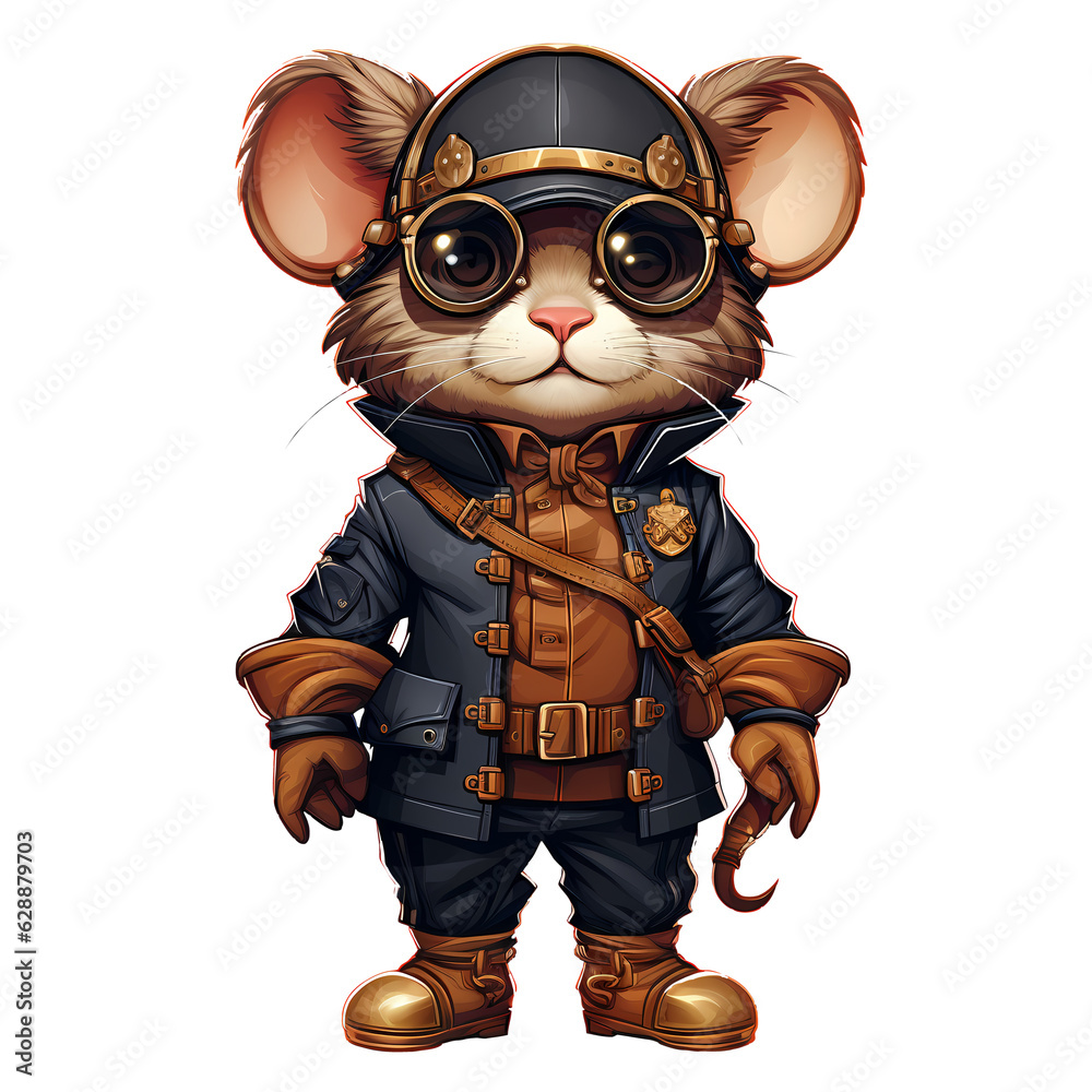 Steampunk Mouse Clipart Illustration Stock Illustration | Adobe Stock
